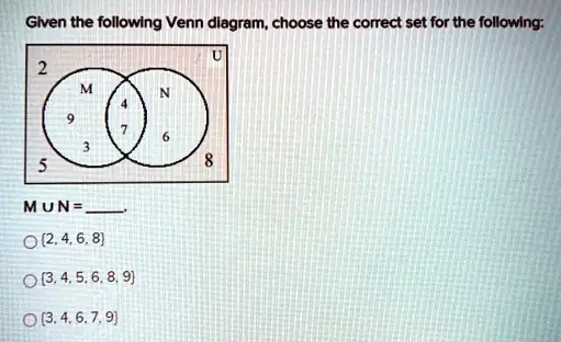 Solved Given The Following Venn Diagram Choose The Correct Set For