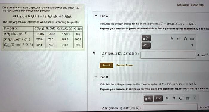 SOLVED: Calculate the entropy change and enthalpy change for a chemical reaction at T=298.15 K ...