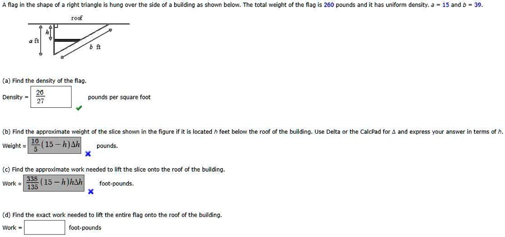 flaq the shape of a right triangle is hung over the side of a building ...