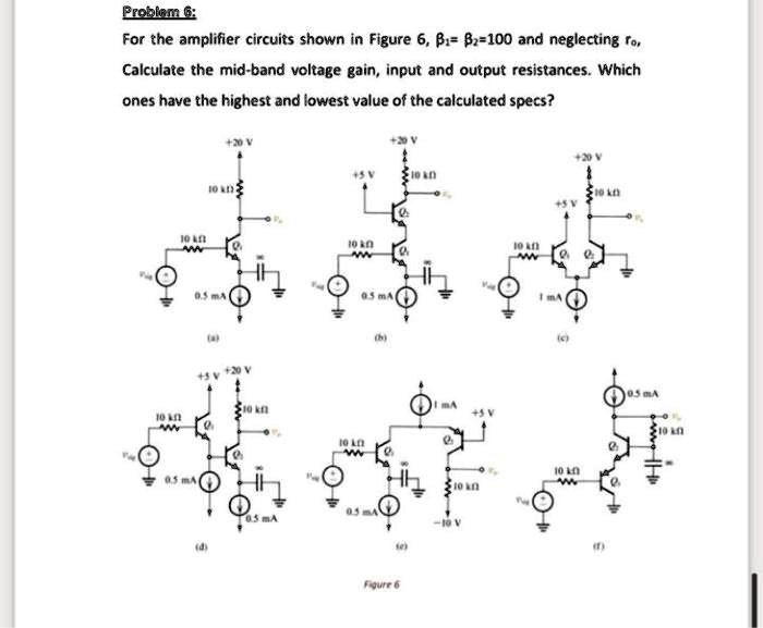 Problem 6 For The Amplifier Circuits Shown In Figure 6 β100 And Neglecting Ro Calculate The