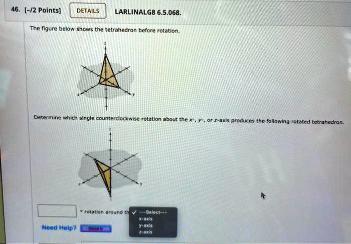 46. [-/2 Points] DETAILS LARLINALG8 6.5.068. The figure below shows the ...