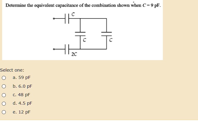 SOLVED: Determine the equivalent capacitance of the combination shown when € = 9 pF. 20 Select ...