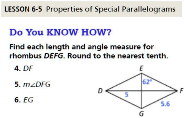Using Properties Of Special Parallelograms Rhombus