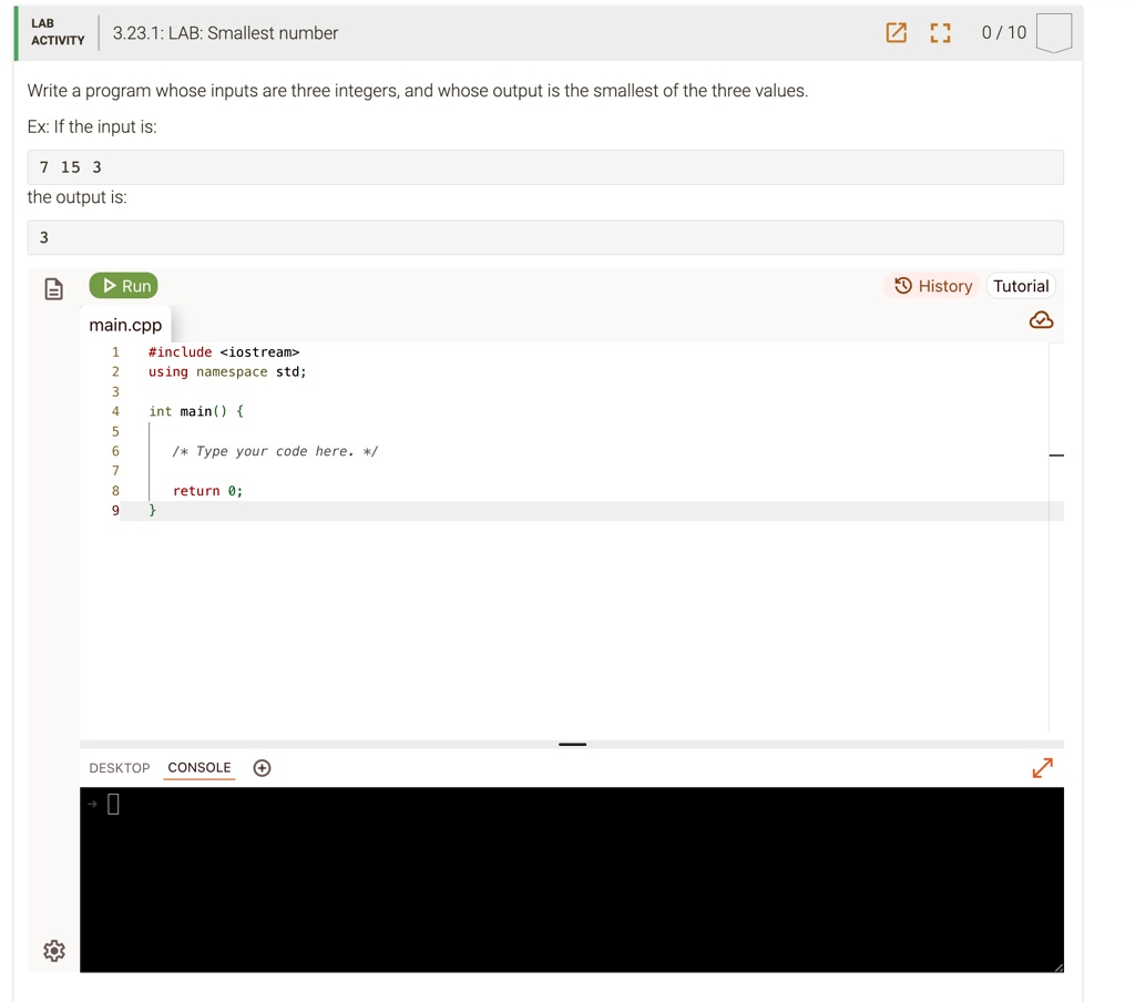 Lab 3231 Lab Smallest Number Activity Write A Program Whose Inputs Are 3798