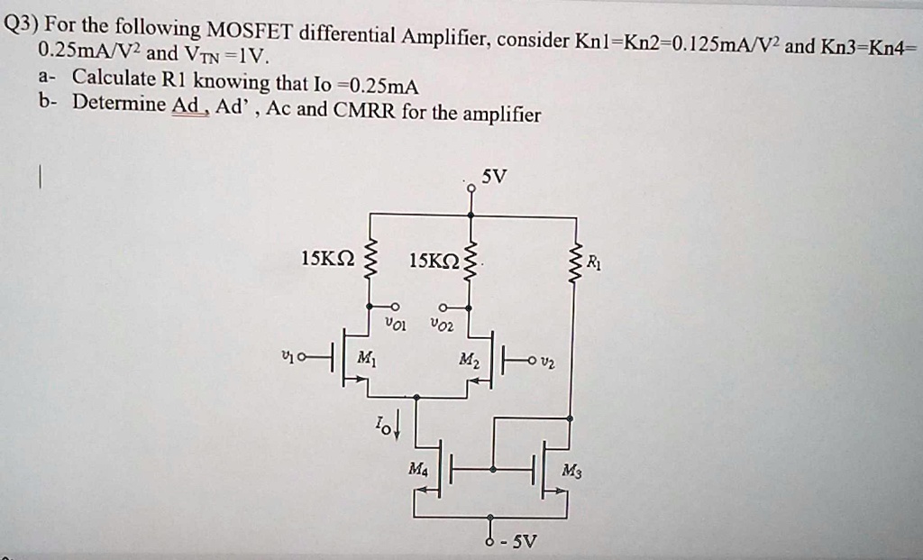 SOLVED: Q2) For the two cascaded BJT differential amplifier, consider IO1 = 0.5mA and IO2 = 1mA ...