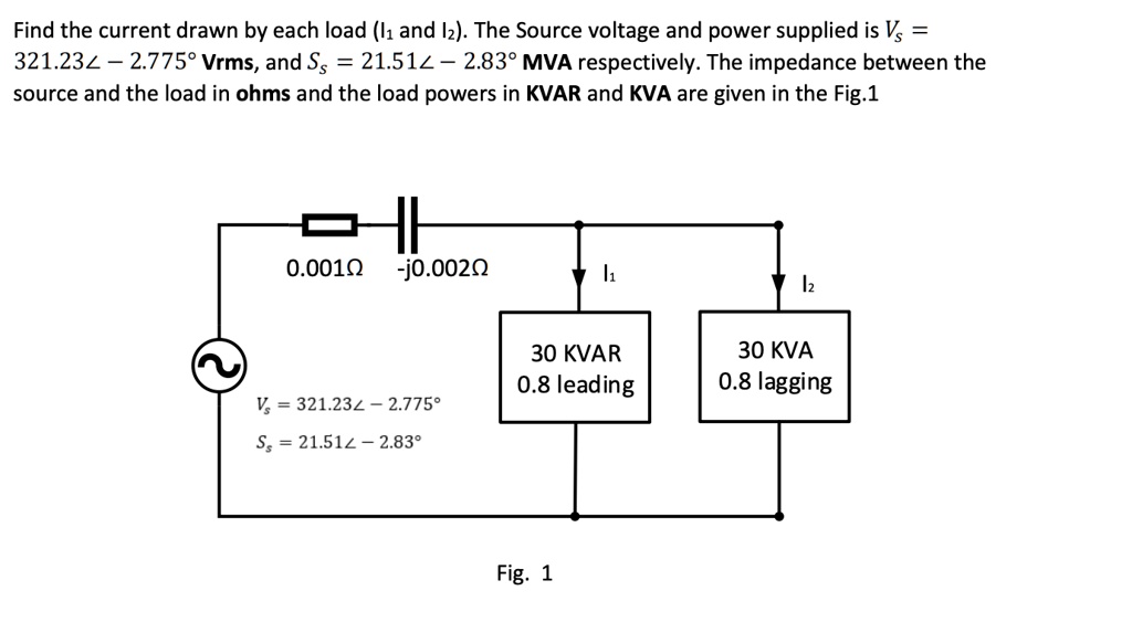 SOLVED: Find the current drawn by each load (I1 and I2). The source voltage and power supplied ...