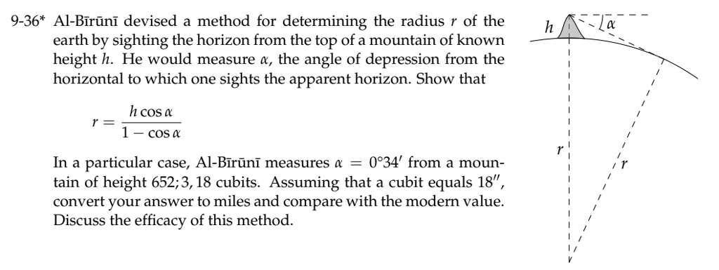 9 36 al biruni devised a method for determining the radius of the earth ...