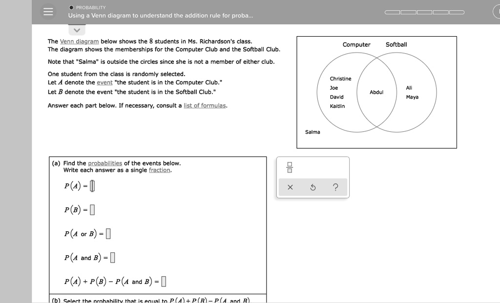 SOLVED:PROBABILITY Using Venn diagram t0 understand the addition rule ...