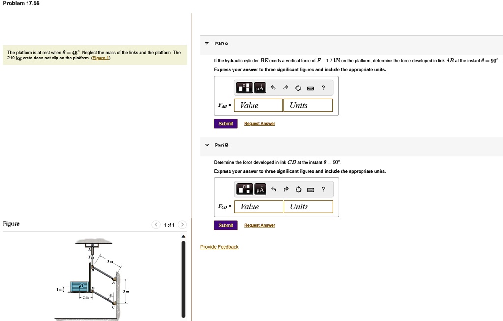SOLVED: The platform is at rest when heta =45deg . Neglect the mass of ...