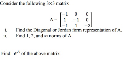 SOLVED: Consider the following 3x3 matrix Find the Diagonal or Jordan ...