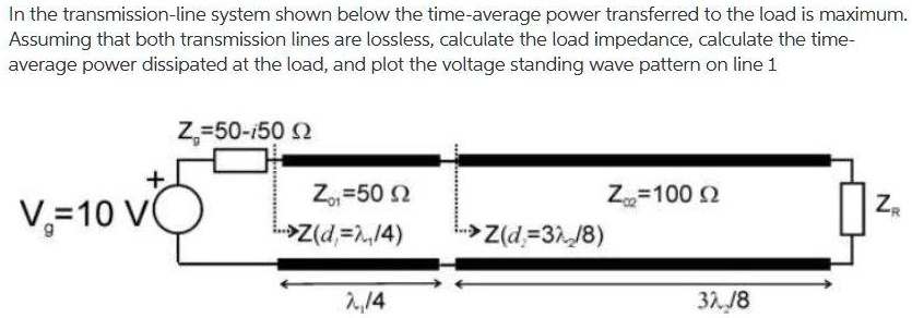 In the transmission-line system shown below the time-average power transferred to the load is ...