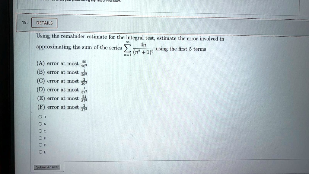 details using the remainder estimate for the integral test estimate the ...