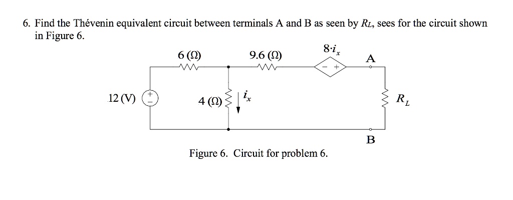 SOLVED: Find the Thévenin equivalent circuit between terminals A and B as seen by RL, sees for ...