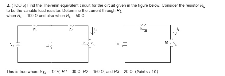 SOLVED: TCO 6: Finding the Thevenin Equivalent Circuit Find the Thevenin equivalent circuit for ...