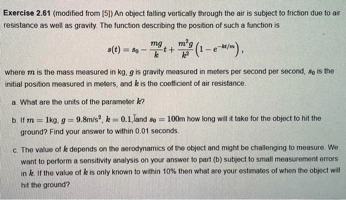 Texts Exercise 261 Modified From 5 An Object Falling Vertically Through