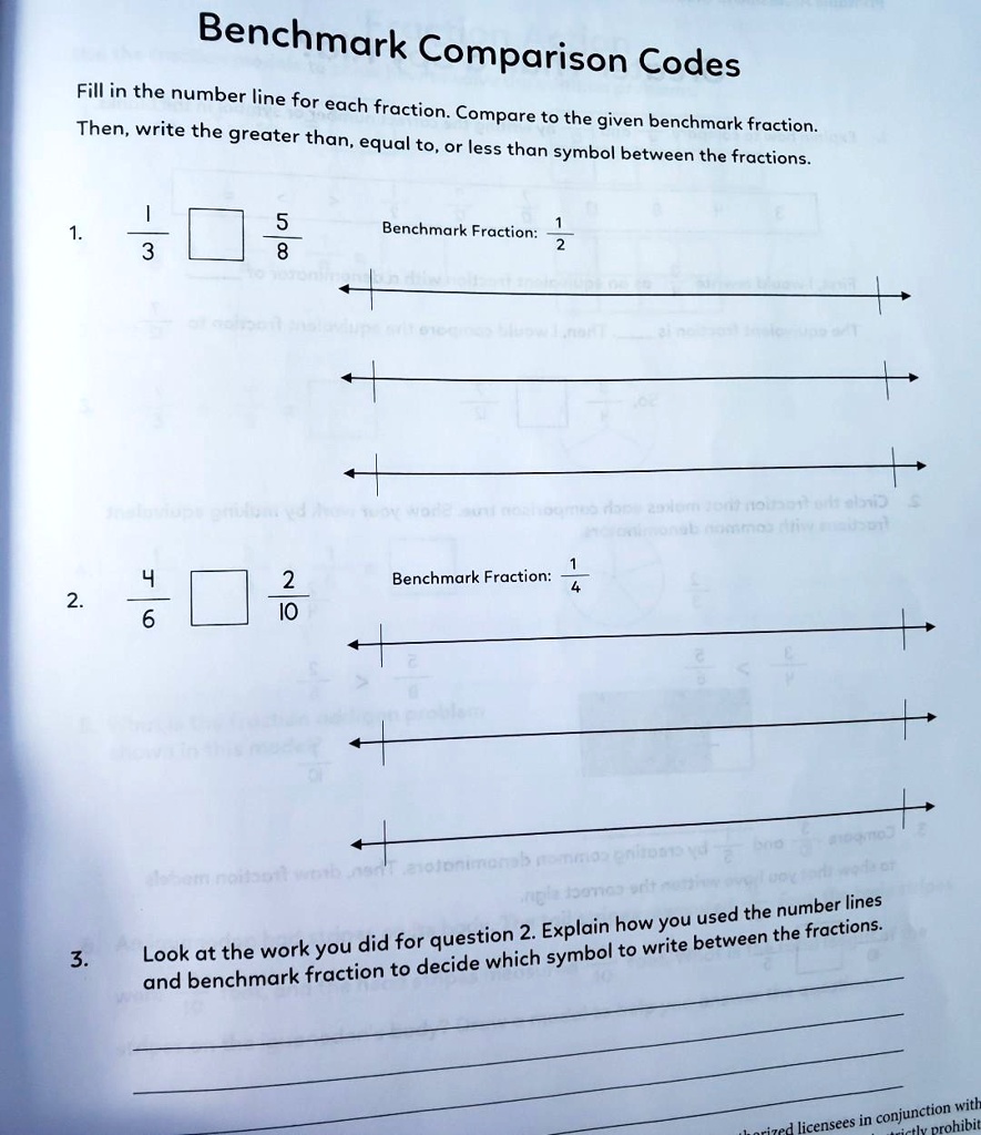 SOLVED: Benchmark Comparison Codes Fill in the number line for each ...