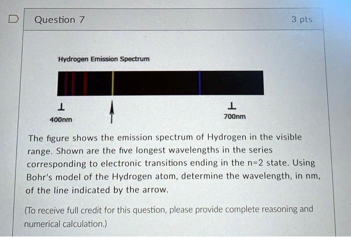 SOLVED: Hydrogen Emission Spectrum 40 nm 200 nm The figure shows the ...