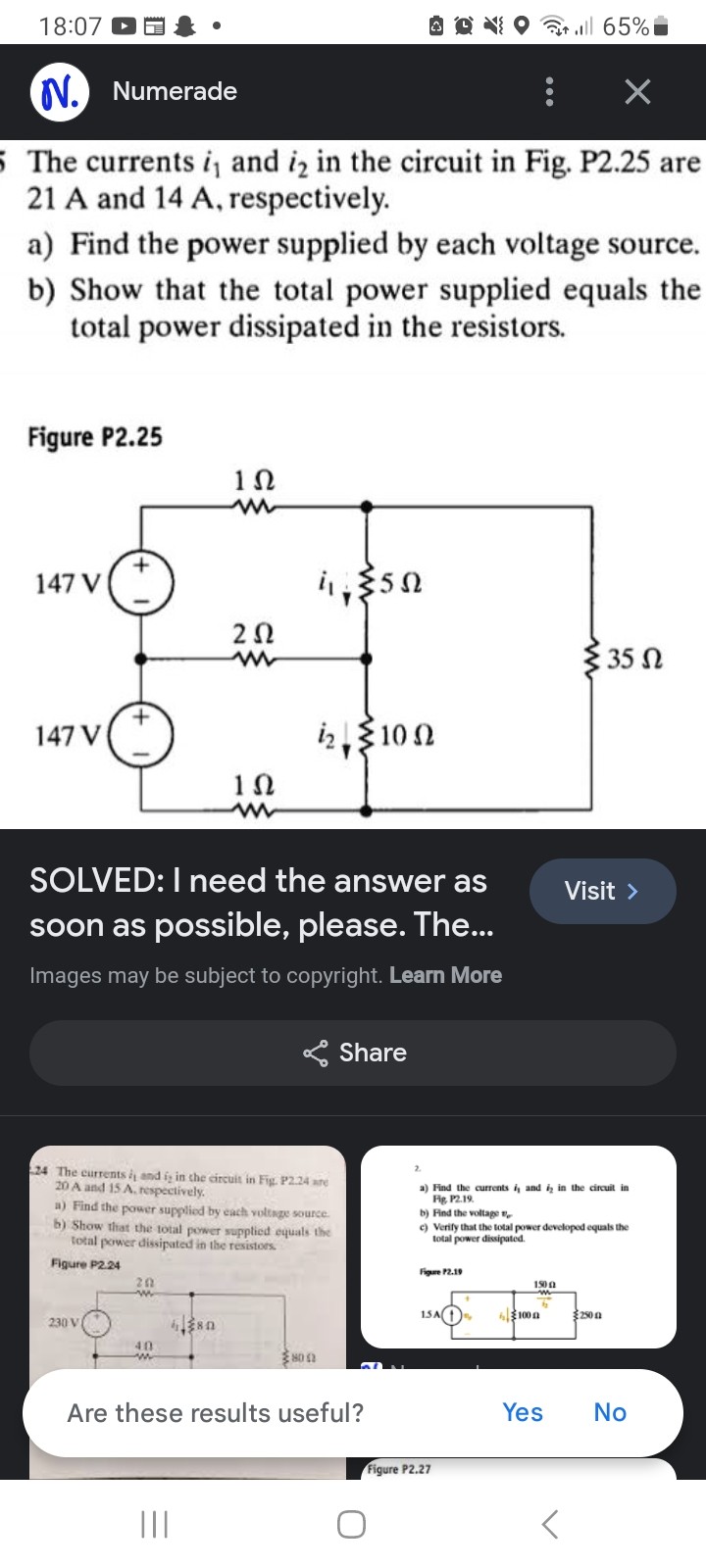 18:07 (1) w Numerade The currents i1 and i2 in the circuit in Fig. P2.25 are 21 A and 14 A ...