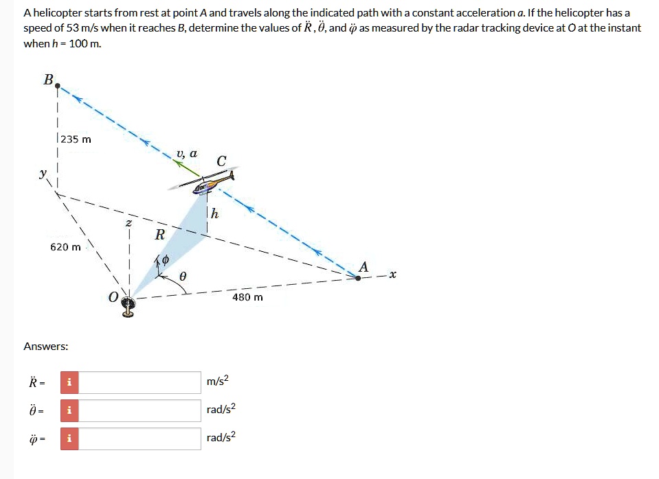 SOLVED: A helicopter starts from rest at point A and travels along the ...