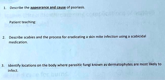 SOLVED: Texts: 1. Describe the appearance and cause of psoriasis ...