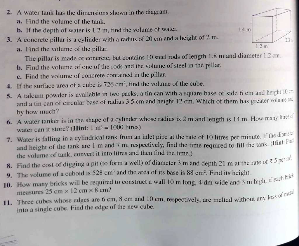 SOLVED: 'A water tanker is in the shape of cylinder if it's radius is 2 and length is 14. how ...