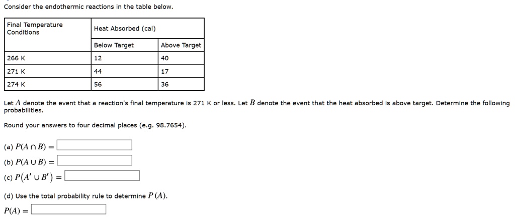 SOLVED: Consider the endothermic reactions in the table below Fina ...