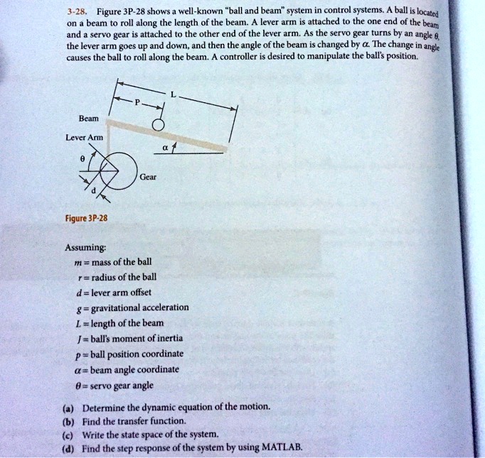 3-28. Figure 3P-28 shows a well-known b̈all and beams̈ystem in control ...