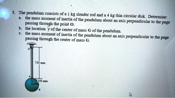 5. The pendulum consists of a 1 kg slender rod and a 4 kg thin circular ...