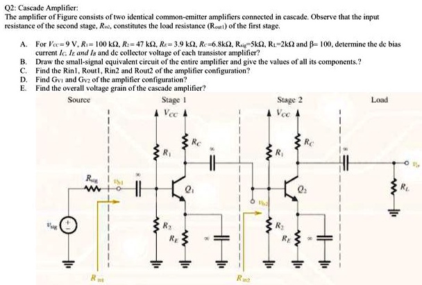 SOLVED: Q2:Cascade Amplifier: The amplifier of Figure consists of two identical common-emitter ...