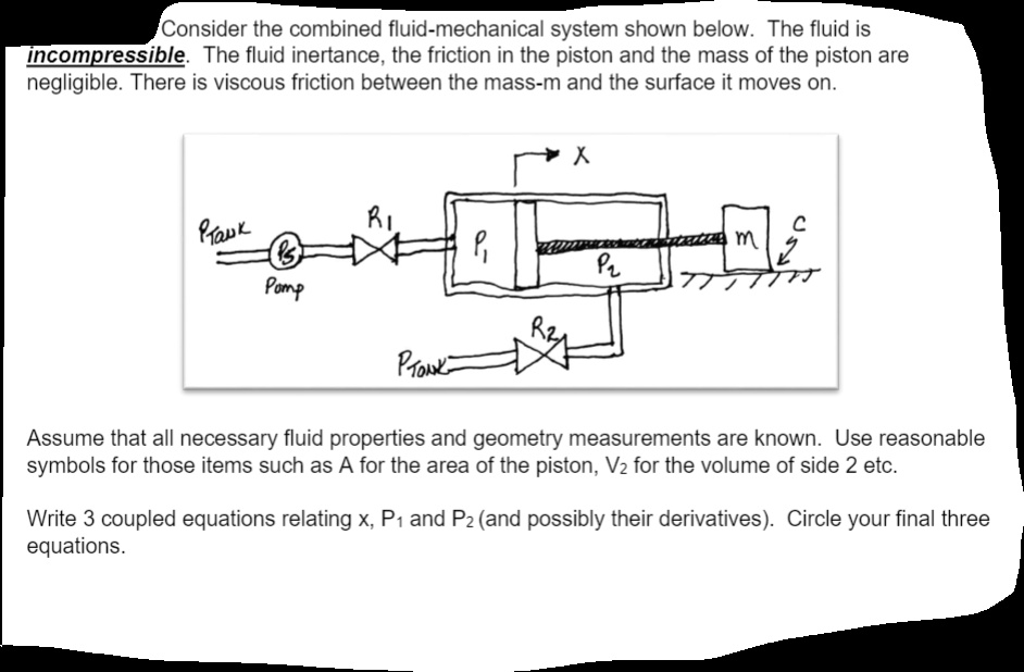 SOLVED: Consider the combined fluid-mechanical system shown below. The ...