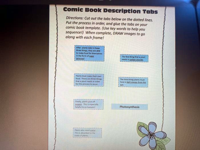 Comic Book Description Tabs Directions: Cut out the tabs below on the ...
