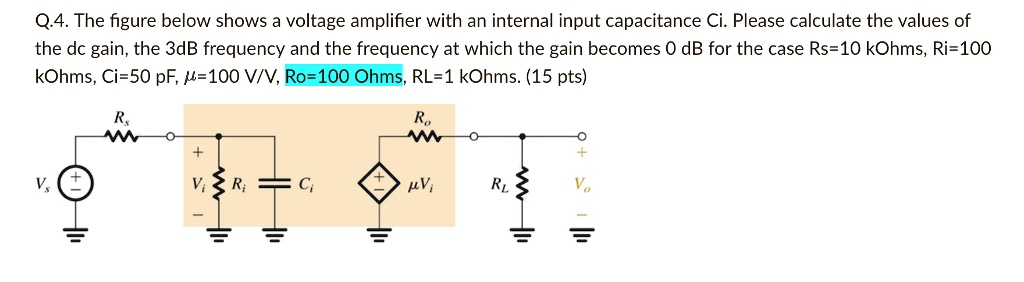 SOLVED: Q.4. The figure below shows a voltage amplifier with an internal input capacitance Ci ...