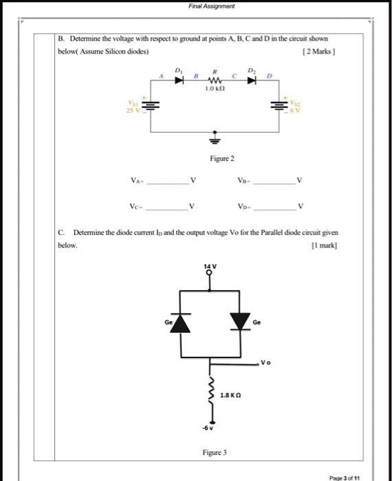 SOLVED: Final Assignment B. Determine the voltage with respect to ground at points A, B, C, and ...