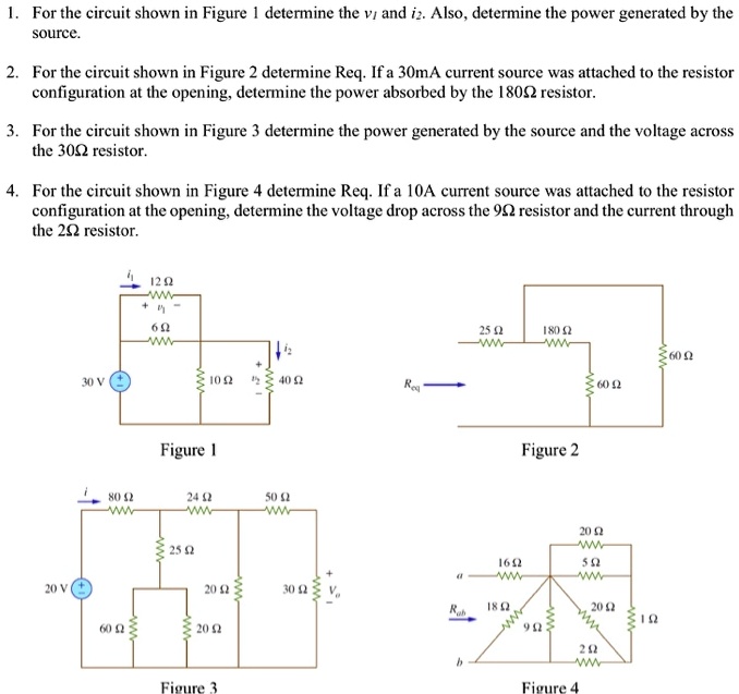 For the circuit shown in Figure 1, determine the voltage (vi) and current (i). Also, determine ...