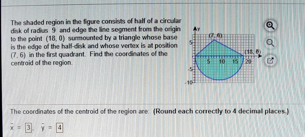the shaded region in the figure consists of half of a circular disk of ...