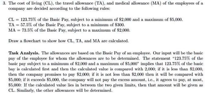 3. The cost of living (CL), the travel allowance (TA), and medical ...
