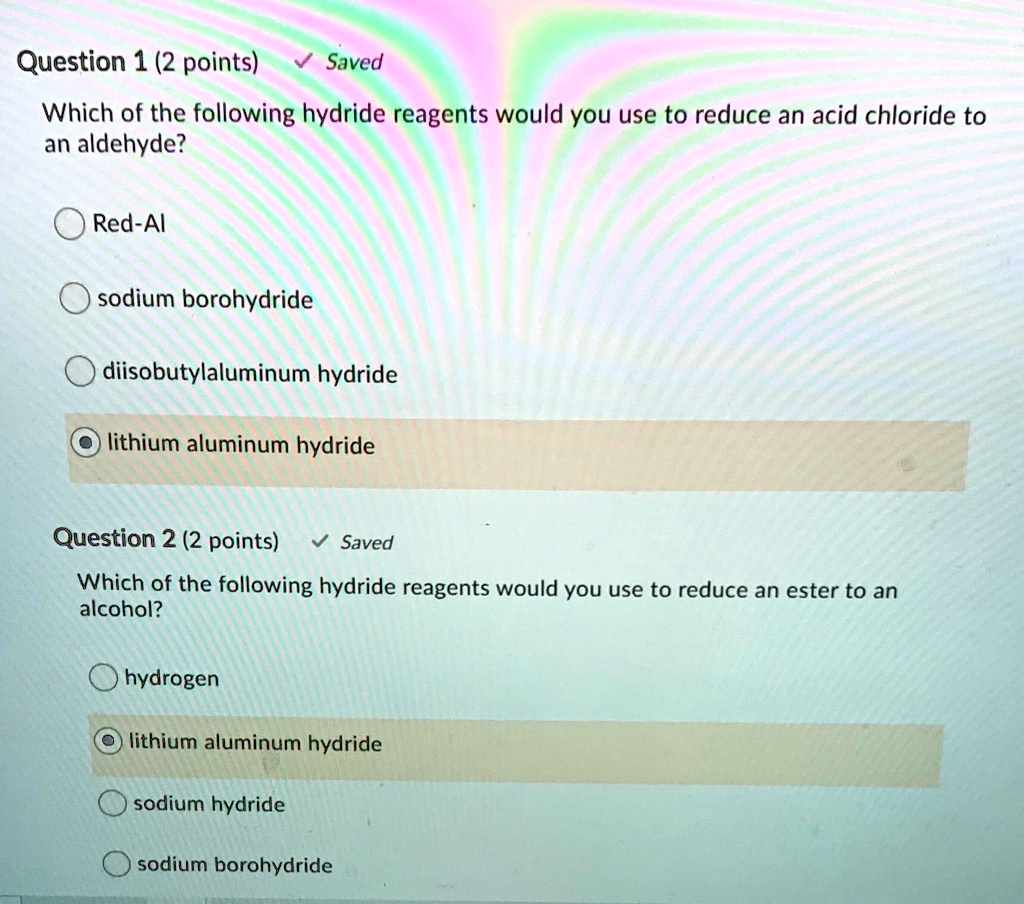 SOLVED: Question 1 (2 points) Saved Which of the following hydride ... SOLVED: Question 1 (2 points) Saved Which of the following hydride ...