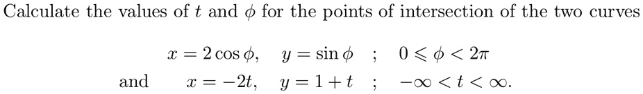 SOLVED: Calculate the values of t and phi for the points of ...
