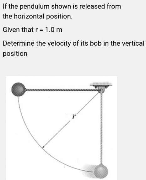 SOLVED: If the pendulum shown is released from the horizontal position ...