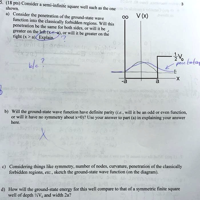 SOLVED: Consider a semi-infinite square well such as the one shown. a ...