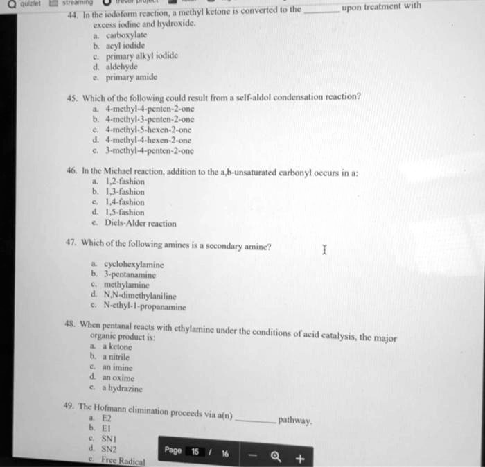 SOLVED: "streaming 44. In the iodoform reaction, a methyl ketone is ...