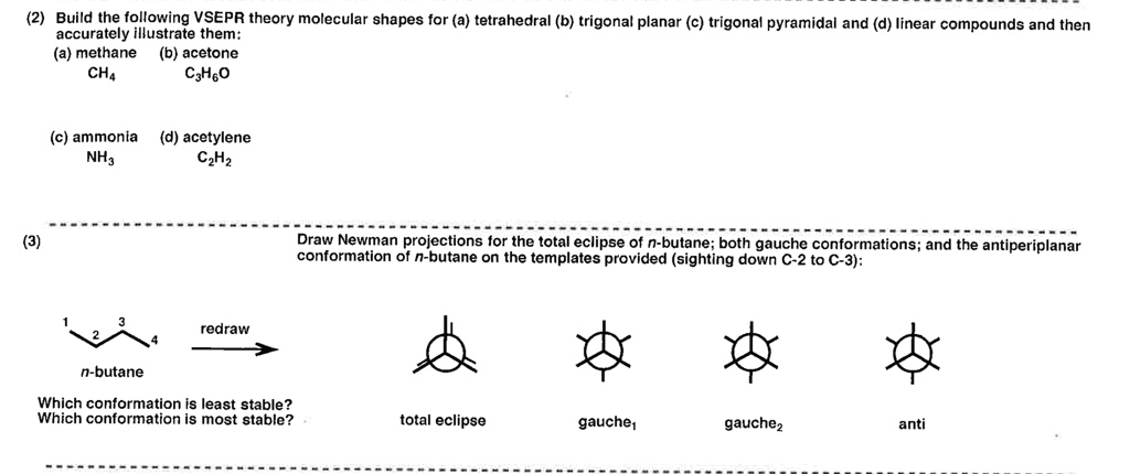 (2) Build the following VSEPR theory molecular shapes for (a ...