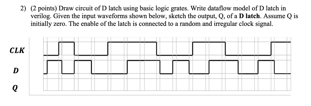 Solved 2 2 Points Draw Circuit Of D Latch Using Basic Logic Gates Write Dataflow Model Of D