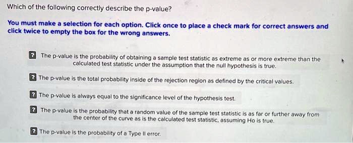 SOLVED: Which of the following correctly describe the value? You must ...