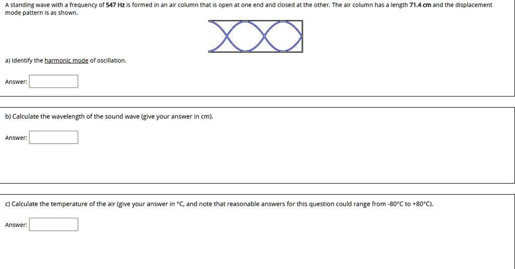SOLVED:standing wave with frequency of 547 Hz Is formed In an alr ...