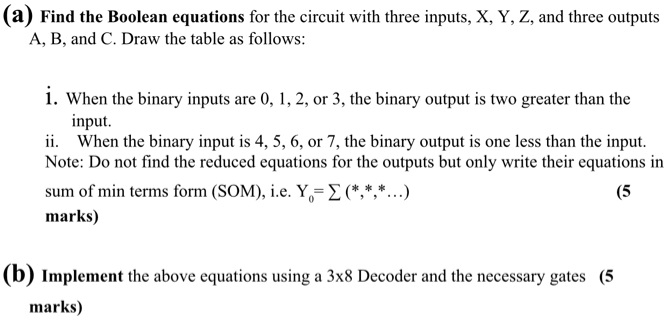 Solved I Would Like The Solution For These Questions A Find The Boolean Equations For The 1323