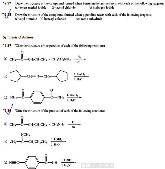 SOLVED: 12.30 (a) CH3-C-CH2-CH2-CH3 + CH3NH2 (b) CH3-C-CH2-CH2-CH3 (c) NEC- Write the structure ...