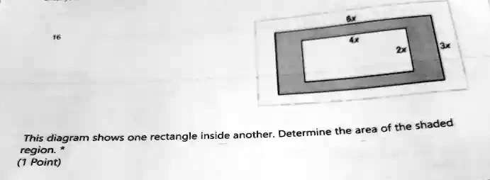 Determine the area of the shaded This diagram shows one rectangle inside another: region Point)