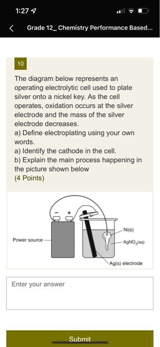 SOLVED: The diagram below represents an operating electrolytic cell ...