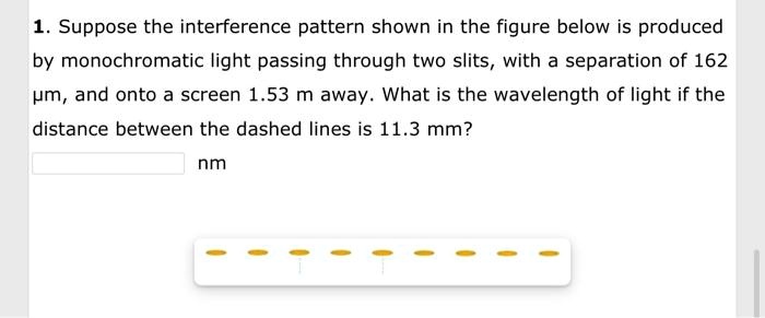 SOLVED: 1.Suppose the interference pattern shown in the figure below is produced by ...